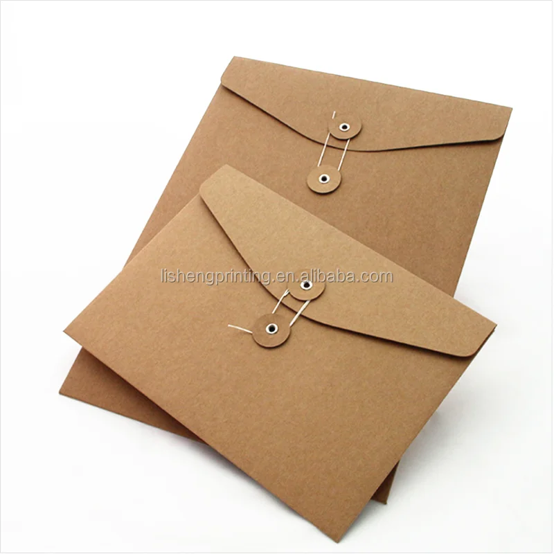 Custom Design A4.a5.brown Kraft Paper Envelop With String - Buy Envelop ...