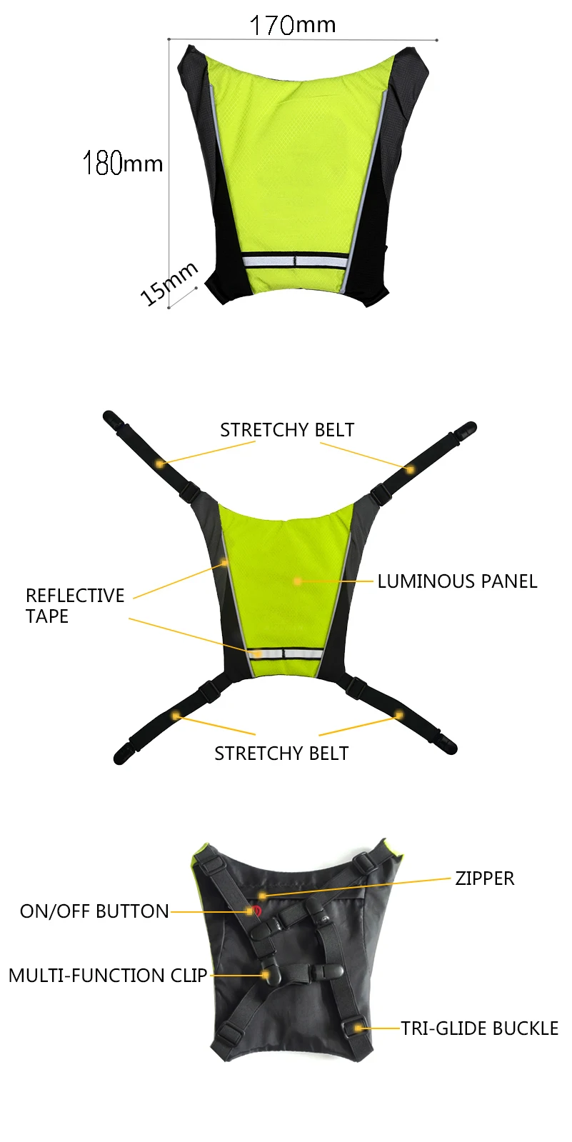 Red Light Flashing Backpack Led Attached Bag For Cycling Hiking Camping ...