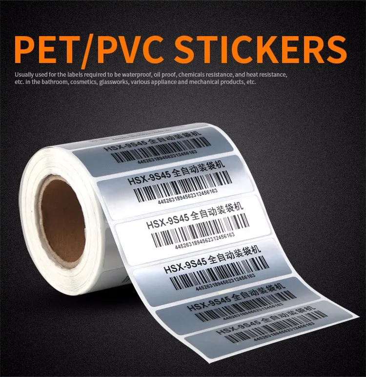 Waterproof Matte Silver Pet/pvc Adhesive Barcode Stickers,Thermal ...
