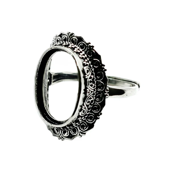 Beadsnice Antique Silver Supplier Adjustable Oval Gemstone Custom Ring ...