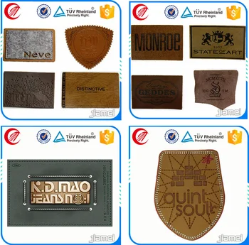 Custom Clothing Jeans Pu Leather Label Stamp With Embossed Logo - Buy ...