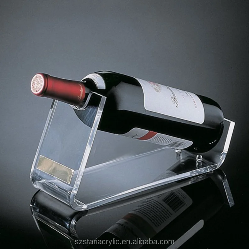 Transparent Single Slant Table Top Acrylic Wine Bottle Display Holder ...