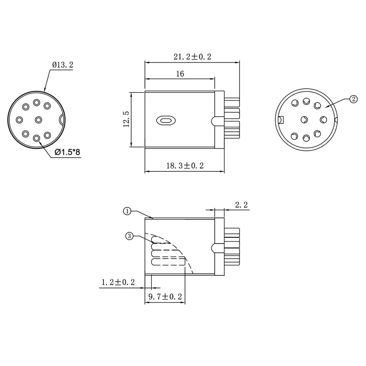Custom Din 8p Angled Molded Plug Connector To Ph 2.0 Pitch Connector ...