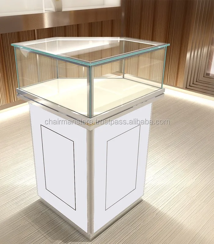Diamond Shape With Led Light Jewelry Showcase/corner Connection Glass ...