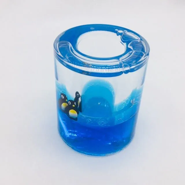 Blue Oil Water Liquid Aqua Paperweight Cube with 3D Polar Bear Floater