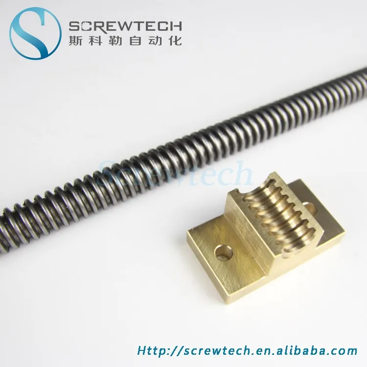 Custom Brass Nut Trapezoidal Lead Screw Tr16x3 Stainless Steel Lead ...
