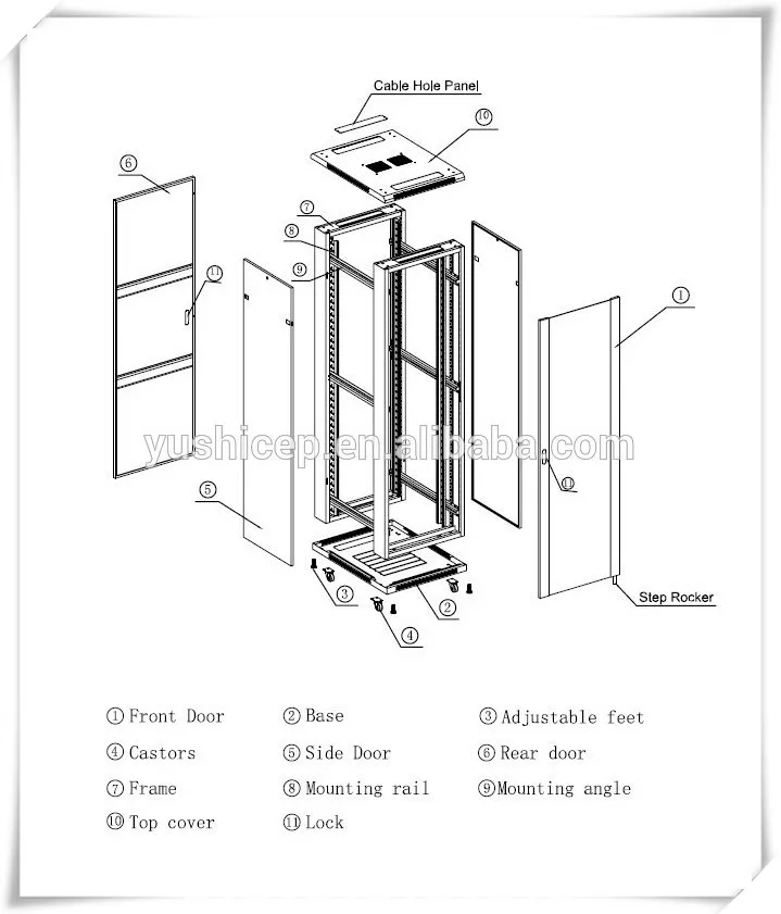 19inch Data Center Computer Room Server Rack Cabinet with Tempered ...