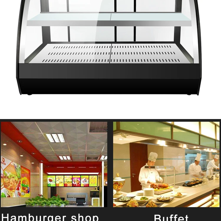 1.2m 2 Layer Curved Glass Warming Showcase Food Display Warmer Hot Food ...