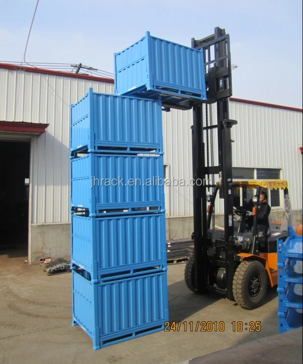 Collapsible and Stackable Warehouse Storage Steel Pallet Box Folding ...