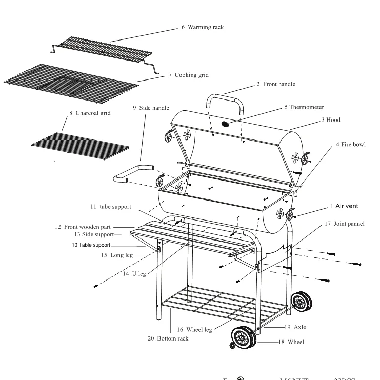 Heavy Duty Trolley Barbecue Trailer Grill Charcoal BBQ Smoker