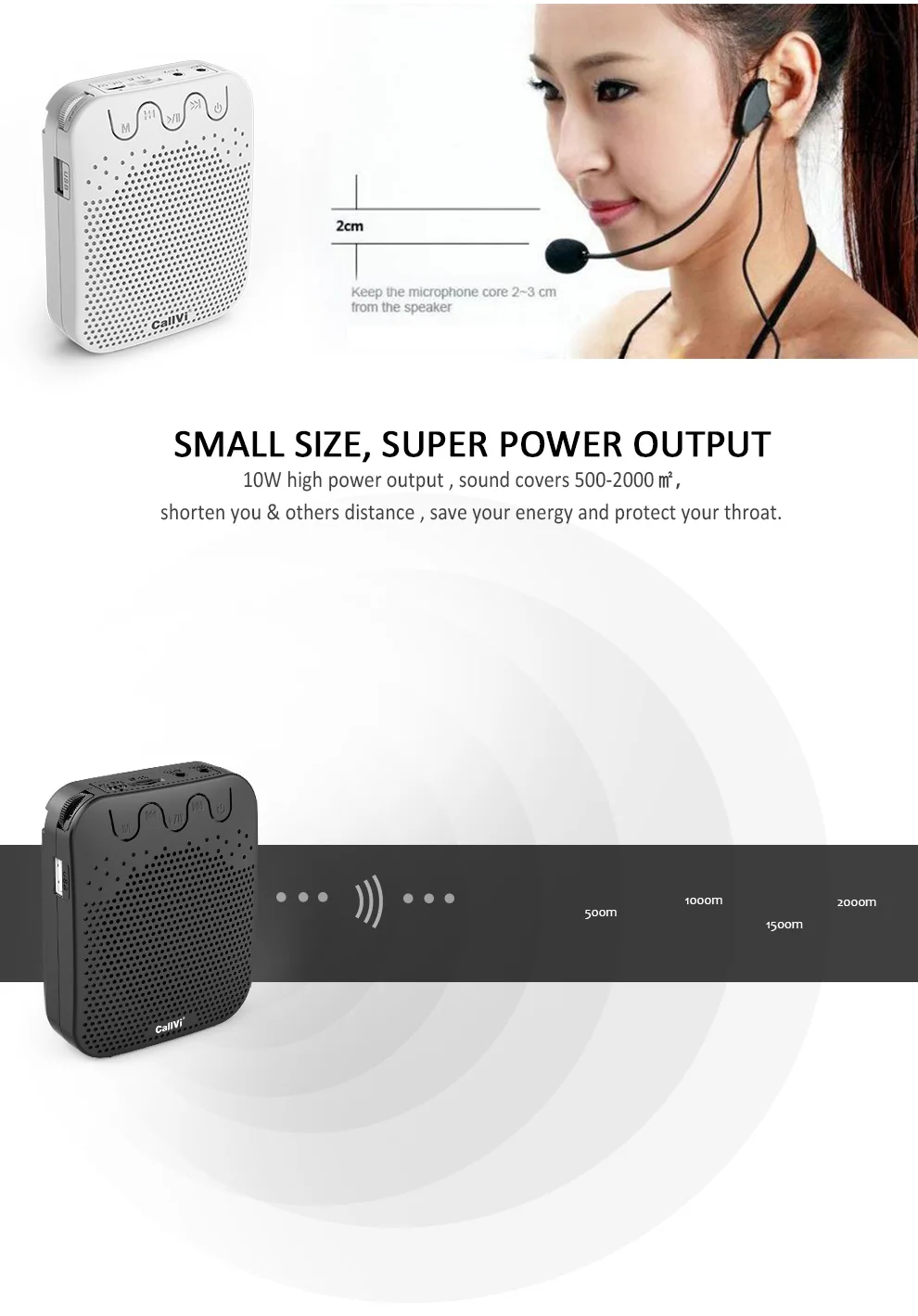 Callvi V-307 Portable Voice Amplifier - 10W, 8-10hrs