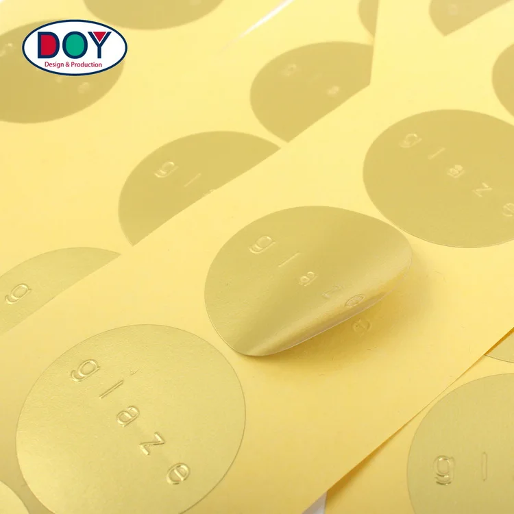 Bulk Self Adhesive Custom 3d Embossed Logo Name Round Shape Shiny Gold ...