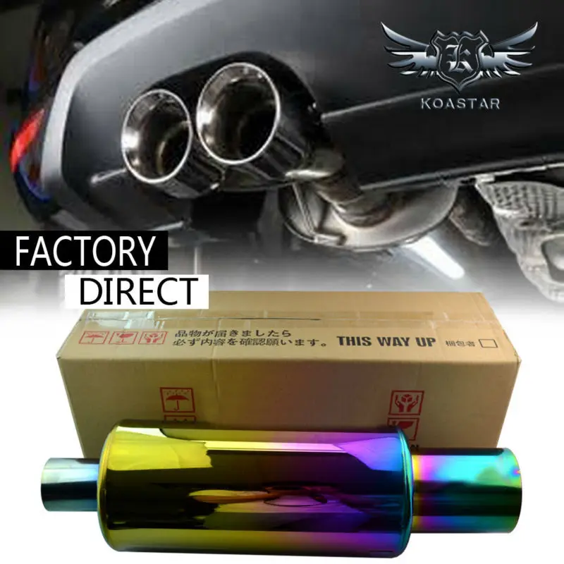 Hi-power Universal Racing Car Rainbow Exhaust Muffler Neo Chrome ...
