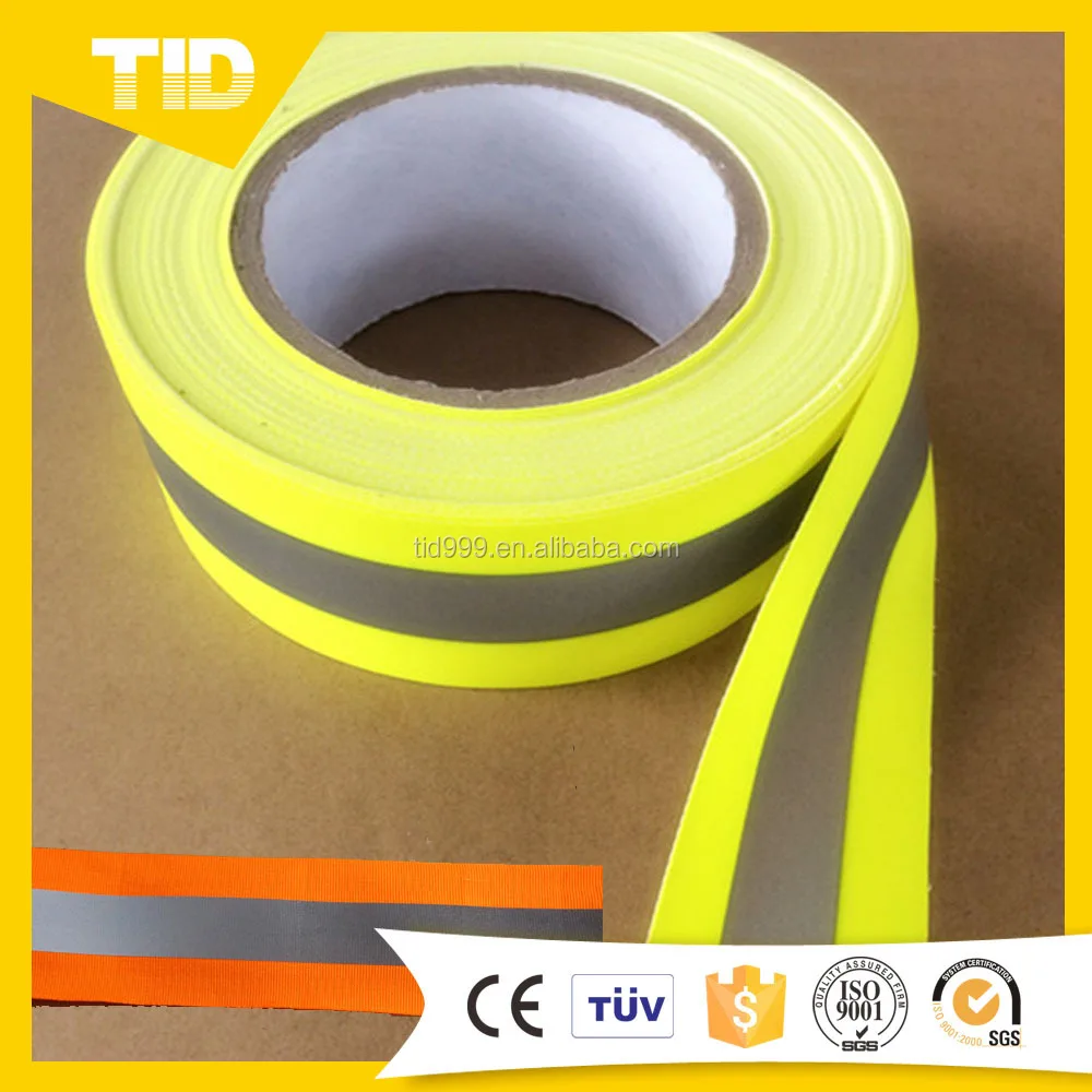 Fluorescent Red-Orange Reflective Ribbon for Safety Gear