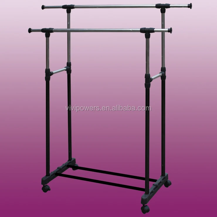 Double Rod Portable Clothing Hanging Metal Garment Rack - Buy Clothes ...