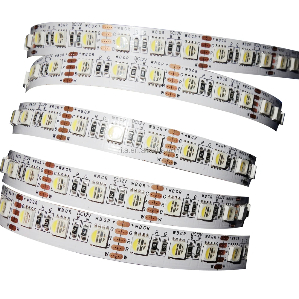 New 5050 Smd 4-in-1 Rgbw Led Strip;dc12v Input 5m Long;non-waterproof;white Pcb - Buy Rgbw Led ...