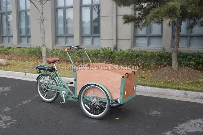 Front Wood Box Adult Electric Cargo Tricycle With 3 Wheels Bicycle ...