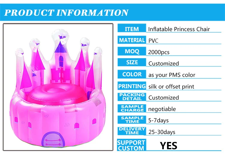 Promotional Inflatable Throne Princess Chair Foldable Kids Baby Travel ...