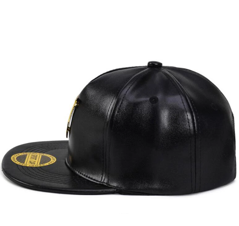 Pu Leather Crown Metal Logo Custom Design Snapback Hats Caps Branded Hip Hop Snapback Caps Hats ...