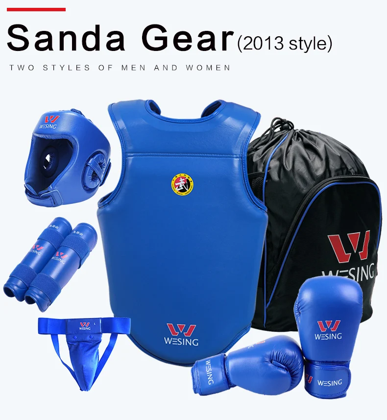 Wesing Pu Leather Six Pieces Kung Fu Sanda Wushu Equipment Gear For ...