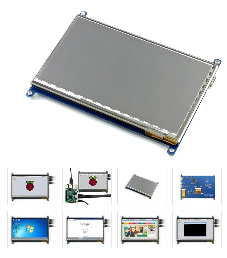 7 Inch Raspberry Pi Lcd Display 1024*600 Tft Monitor With Drive Board ...
