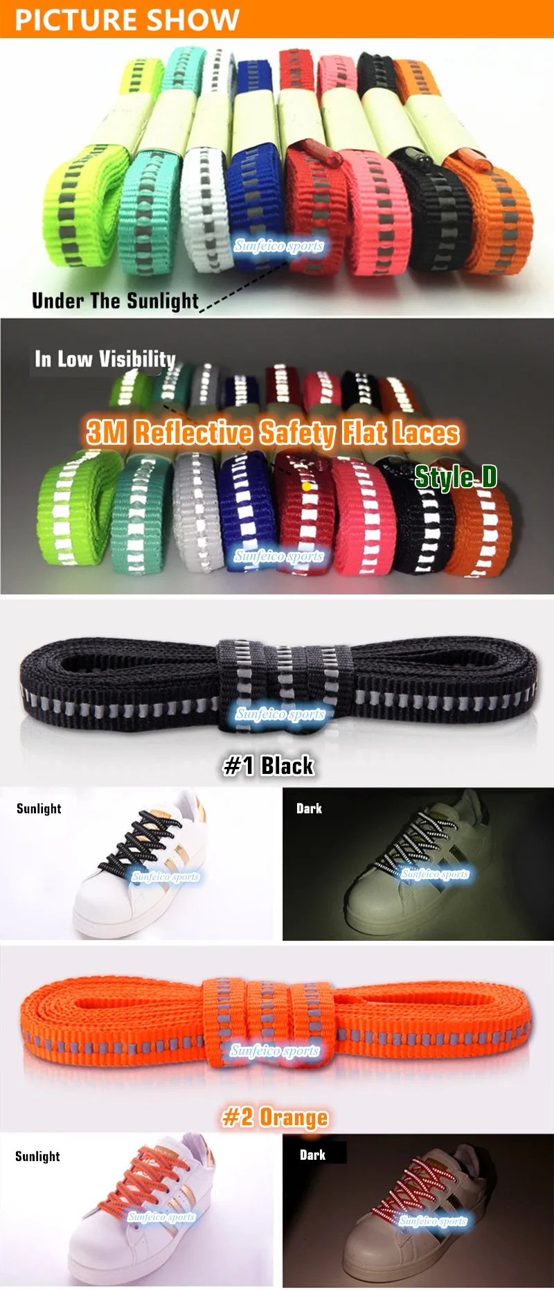 3m Orange Reflective Security Shoe Laces Highlight Shoelaces - 3m ...