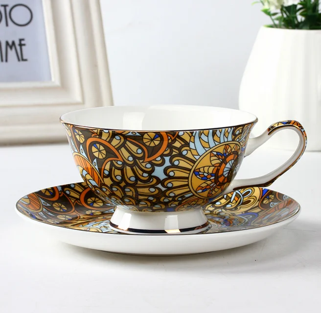 Royal Bone China Tea Cup And Saucers 220ml Custom Printed Tea Cups And ...