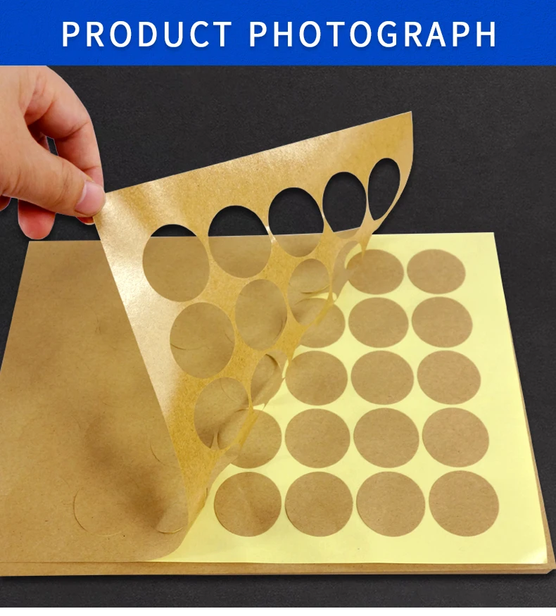A4 Round Kraft Paper Printing Label 50mm Diecut Stickers For Inkjet Laserjet Copier Strong