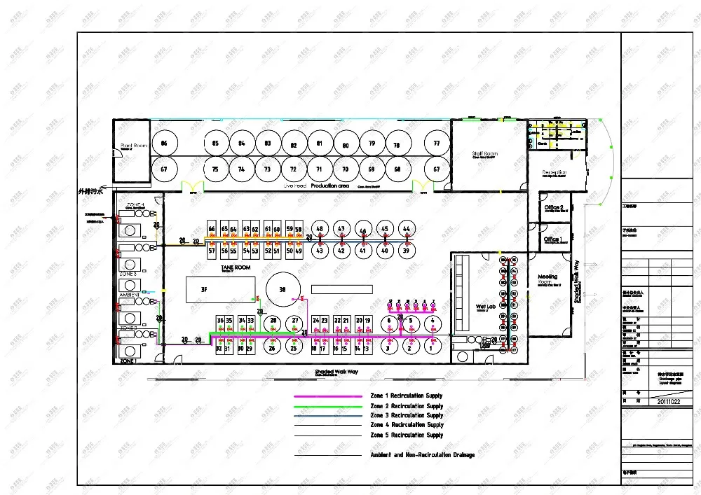 CATAQUA Layout Design for Fish Farm Modern Recirculating Aquaculture System