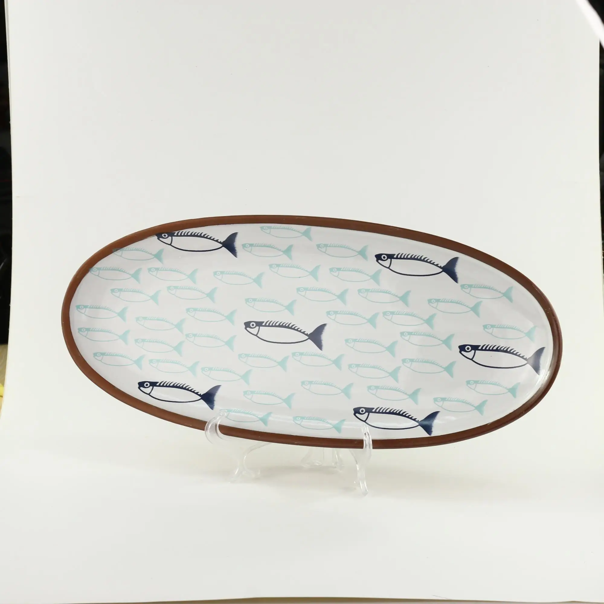 Wholesales New Design White Oval Ceramic Plate With Decal - Buy Plate ...