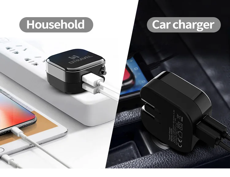 Multifunction Car & Wall 2 In 1 Charger 2.1a Dual Usb Port With Us/eu ...
