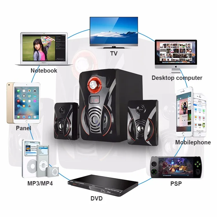 2.1 Multimedia Computer Speaker Home Theater System Speaker Audionic ...