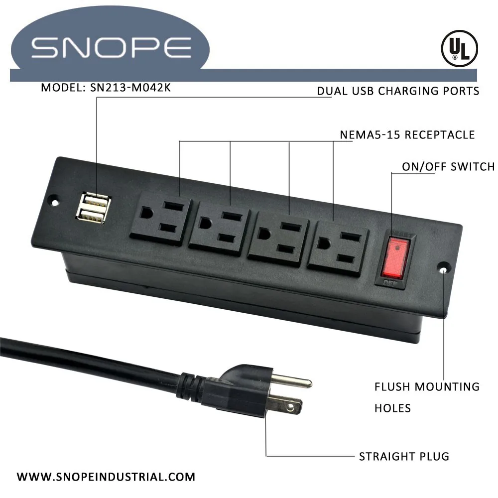 Furniture Power Distributions Outlets With 2.1a Usb Power Station On ...