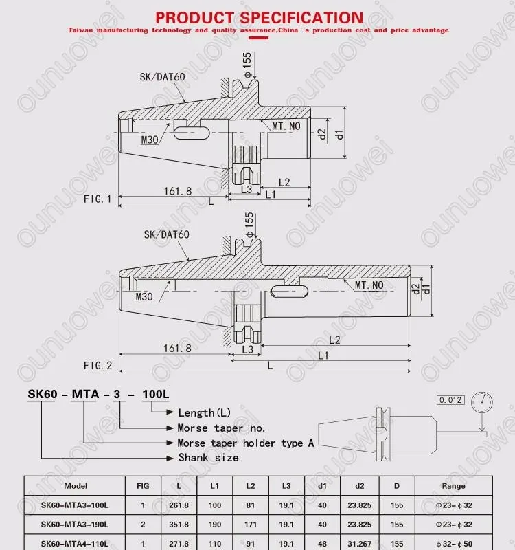 Din69871 Taper Adapter(morse)sk60 Dat60 Mta1 Mta2 Mta3 Mta4 Mta5 Mta6 ...