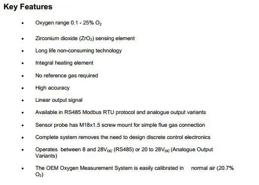 Zirconia Oxygen Sensor System Including Oxygen Sensor With Interface 0. ...