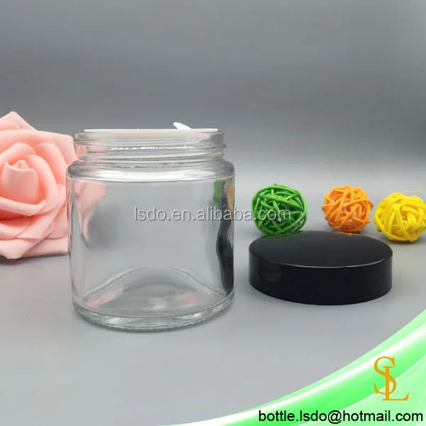 Clear 120ml Cosmetic Glass Body Butter Jar Container For Body Scub Jar ...