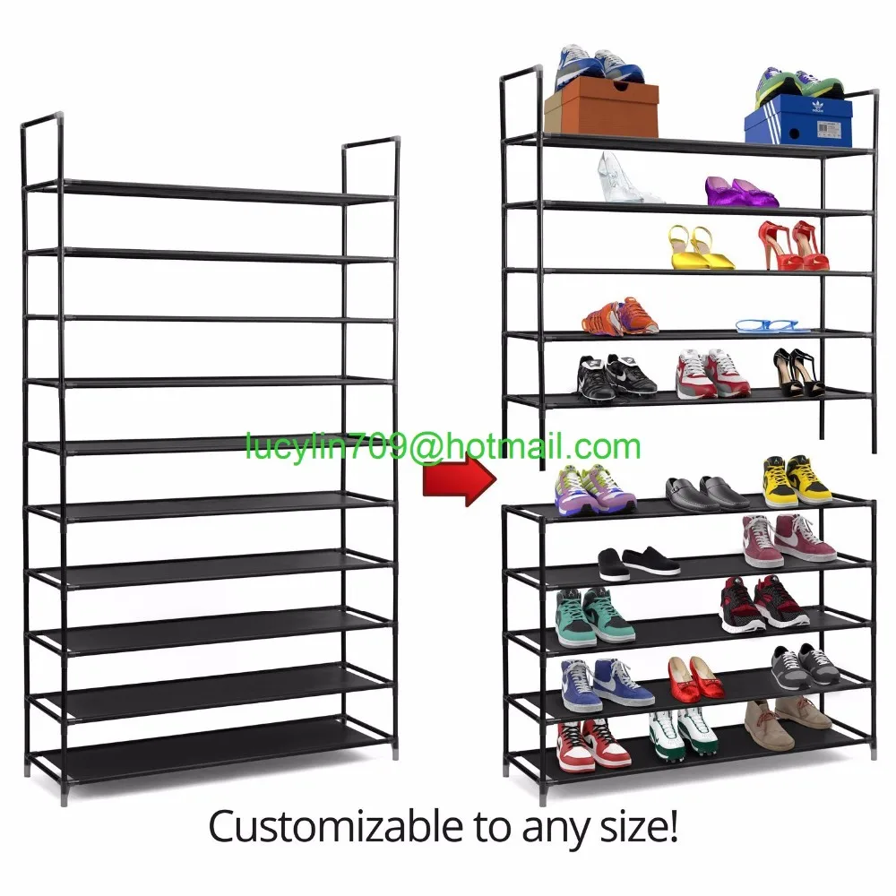 Stackable 50 Pair Shoe Rack (up To 10 Stack-able Shelves,Adjustable For ...
