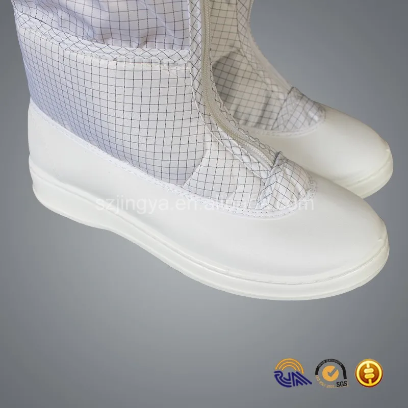 Pu Sole White Grid Antistatic Cloth Esd Clean Room Booties - Buy Esd ...