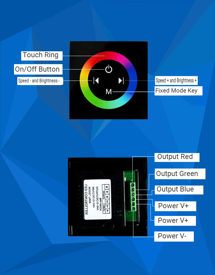 Tm08 Rgb Touch Panel Controller Rgb Full Color Led Dimmer Colorful ...