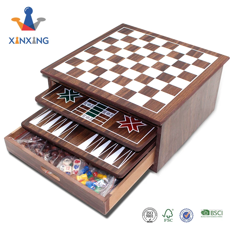 Factory Customized Luxury Wooden Metal Folded Chess Set Box With Rubber ...