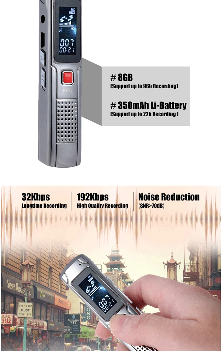 8gb Digital Audio Voice Recorder Small Voice Recorder Ditacphone Mp3 ...