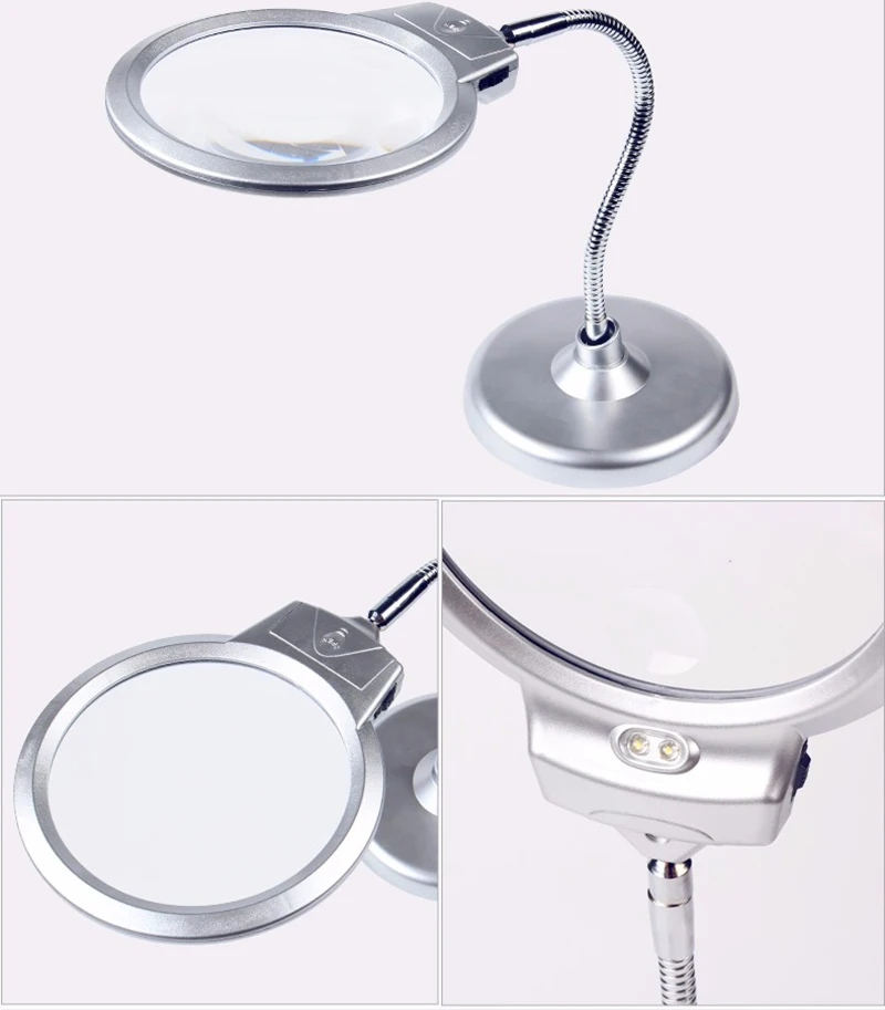 2x 6x Illuminated Reading Sewing Embroidery Magnifying Glass Desttop ...