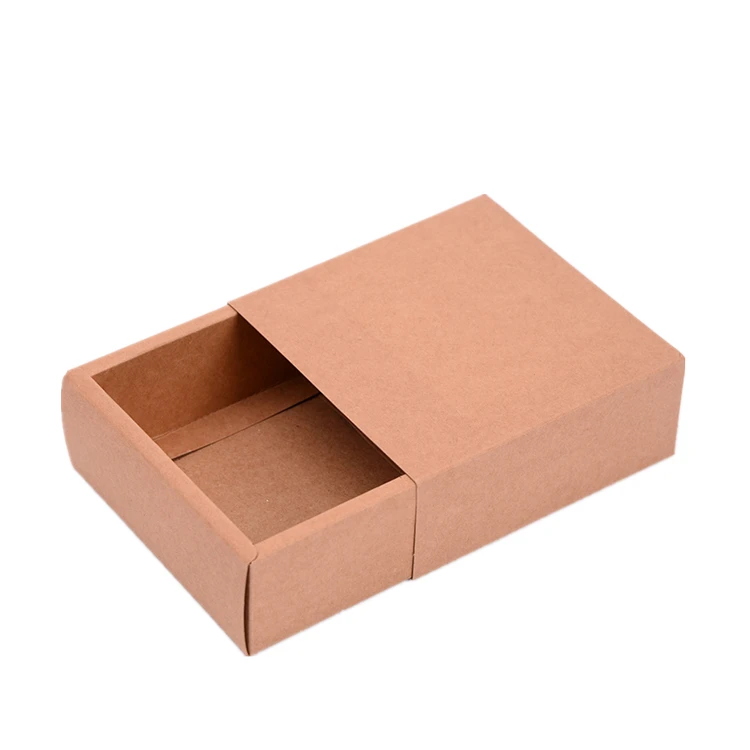 Recycled Small Brown Kraft Paper Drawer Box With Offset Printing Logo ...