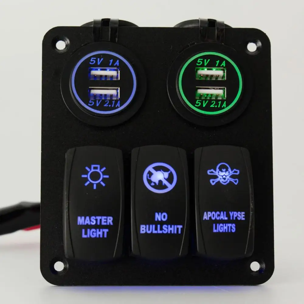 12v24v Marine 3 Gang On-off 5 Pin Led Lights Rocker Switch With ...