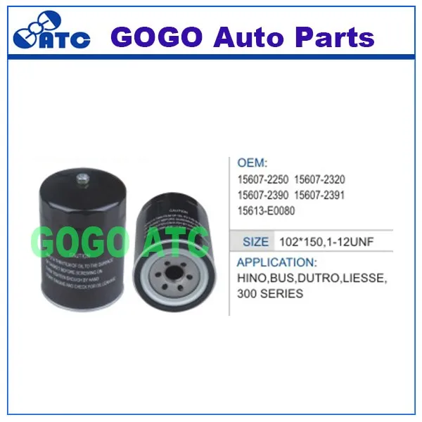 Oil Filter For Hino Dutro Bus Liesse 300 Series Oem 15607-2250 15607 ...