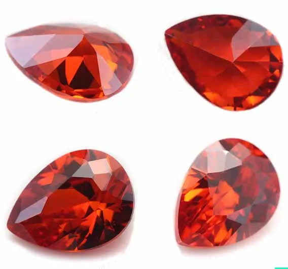 Orange Red Color 6*8mm Pear Shape Lab Created Cz Stone Synthetic Stone ...
