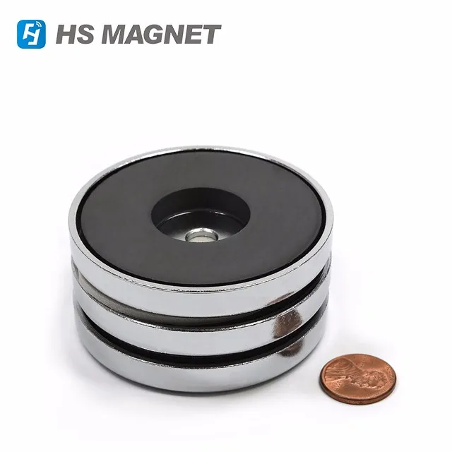 Round Base Magnet Fastener With 0.50" Center Hole Chrome Plate Ceramic ...