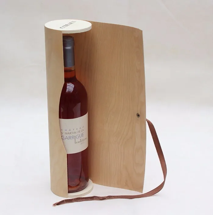 Single Bottle Birch Bark Round Wooden Wine Box With Custom Logo - Buy ...