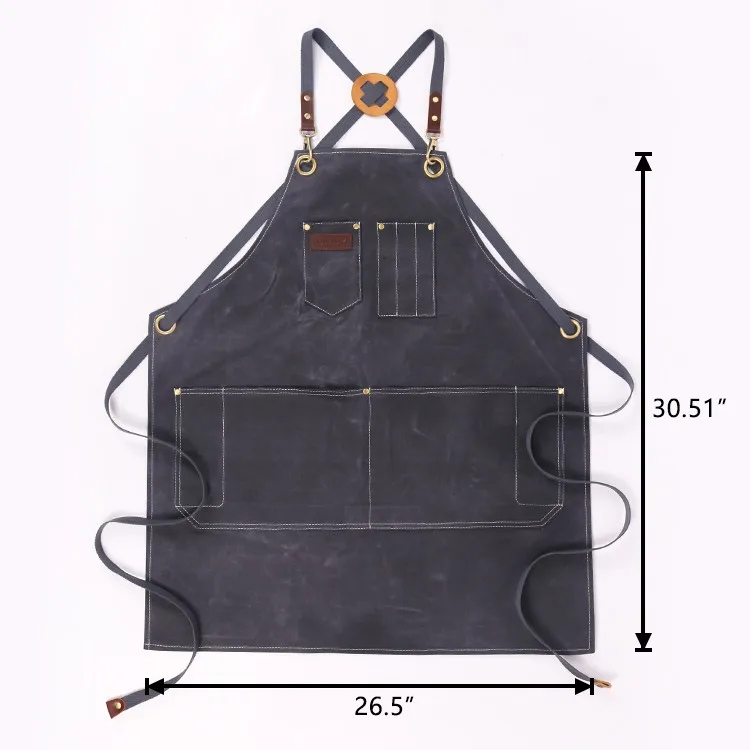 Custom Best Vintage Waterproof Waxed Canvas Leather Carpenter Work Tool Apron For Men - Buy ...