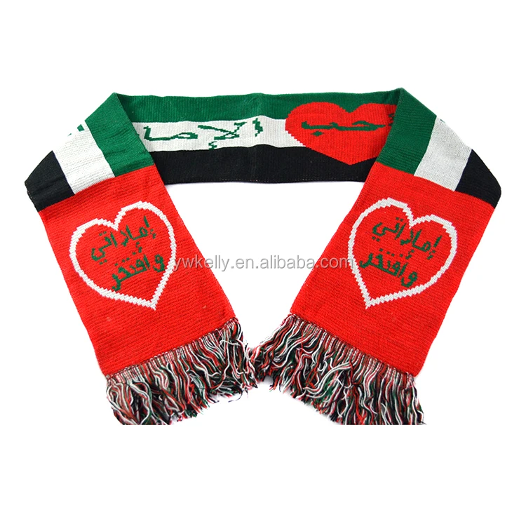 2020 Custom Logo Knitted Acrylic Qatar Scarf For Qatar National Day ...